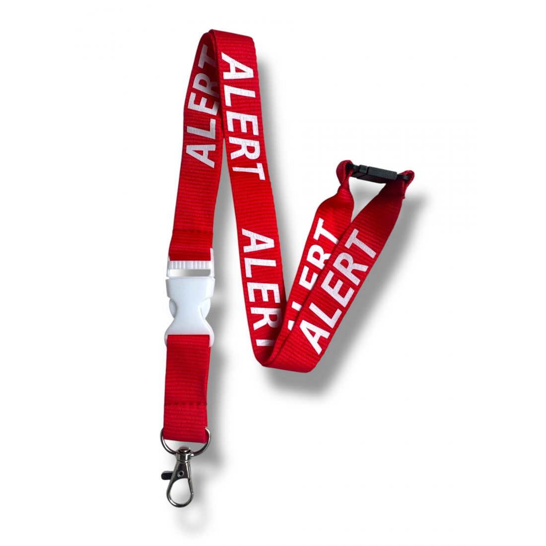 Alert Lanyard With Detachable Clip , Red