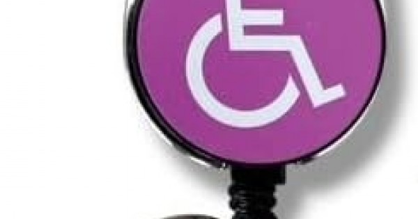 Disabled Retractable Badge Reel , Pink