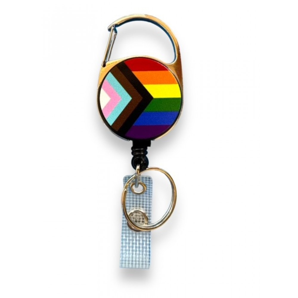 LGBTQ Progress Retractable Badge Reel With Belt Clip