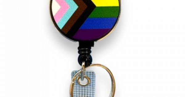 LGBTQ Progress Retractable Badge Reel With Belt Clip