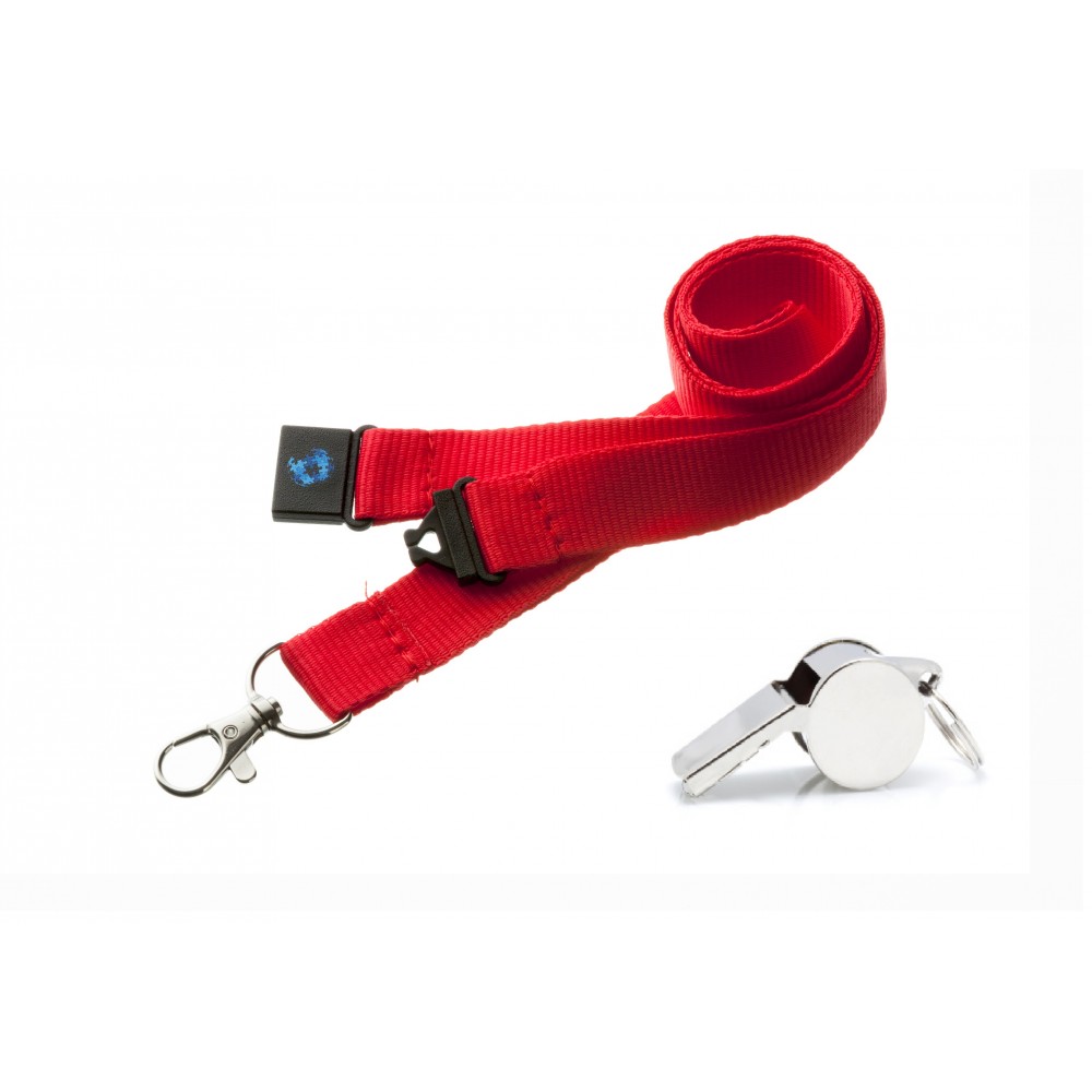 Red Hi Quality 20mm Lanyard with Metal Whistle