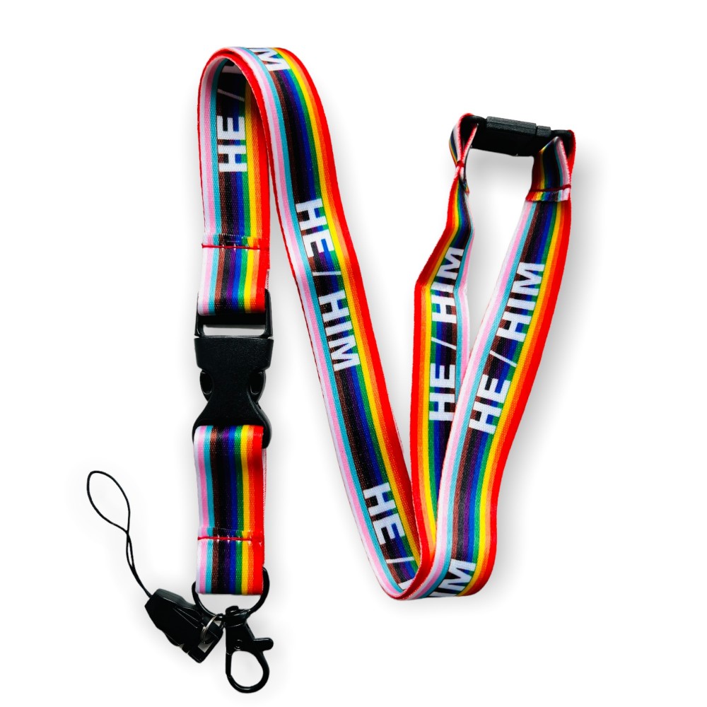 Rainbow LGBTQ LGBT Non-Binary Pronouns Lanyard
