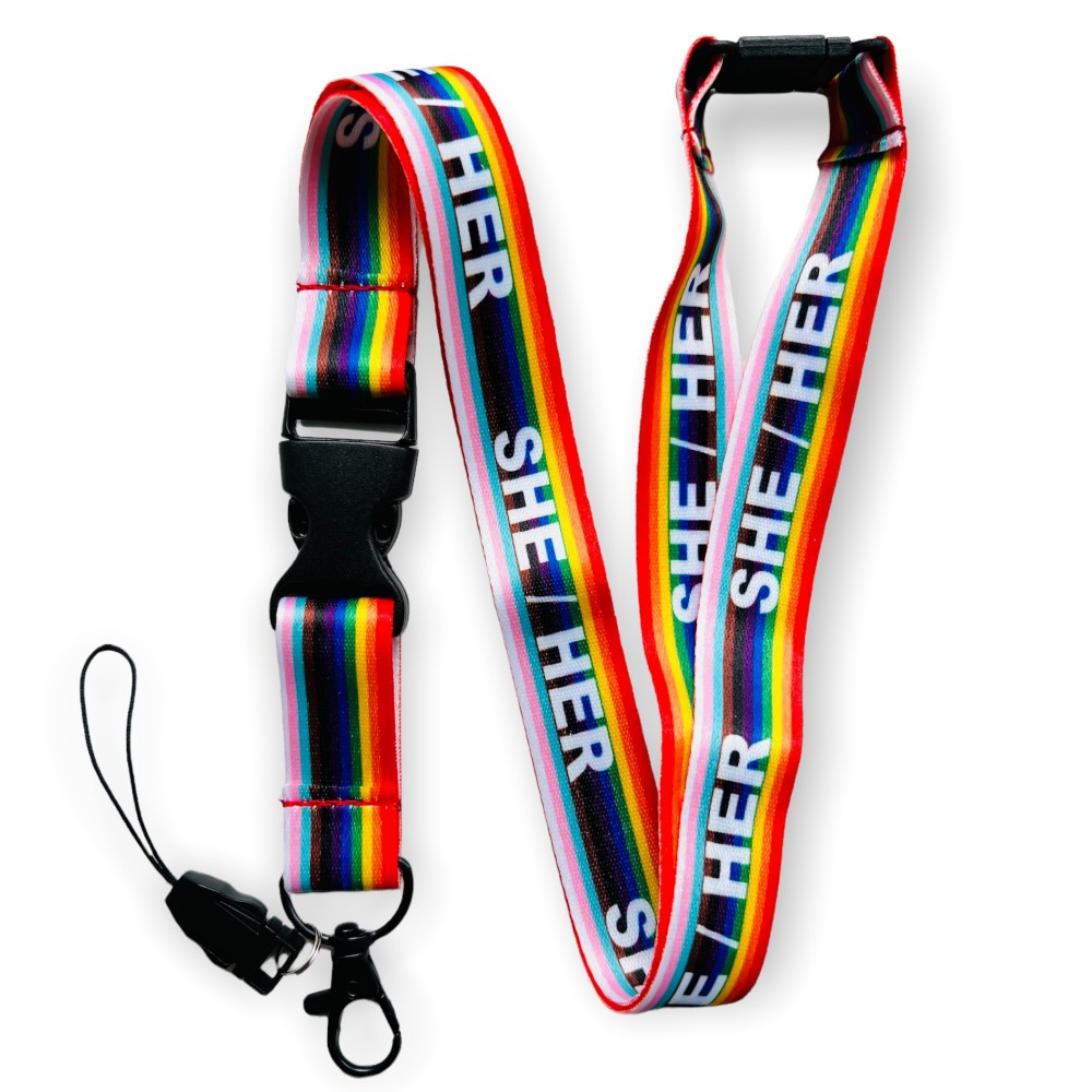 Rainbow LGBTQ LGBT Non-Binary Pronouns Lanyard