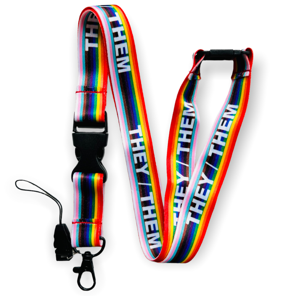 Rainbow LGBTQ LGBT Non-Binary Pronouns Lanyard